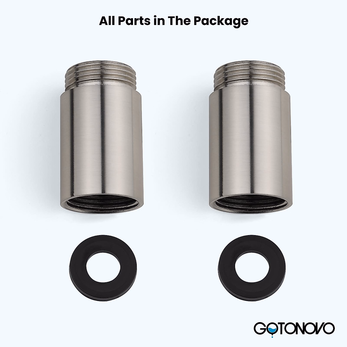 gotonovo 2 Inch Wall Mount Extension Tube for Shower Fixture Spout Tub Spout Extender One Pair Brushed Nickel