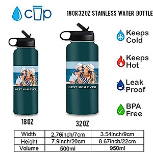 Personalized Water Bottle for Kids with Straw Lid,Custom Stainless Steel Sports Water Bottle with Name or Text-Double Wall Vacuum Insulated Gift Cup for Kids Women Men