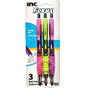 Forma 1.0 mm Ball Point Retractable Black Ink- (5 packs of 3, 15 ct.) Colors as shown in main picture