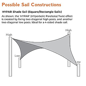 ASTEROUTDOOR 12' x 12' Rectangle Sun Shade Sail UV Block Canopy Cover for Outdoor Patio Backyard Lawn Garden, Sand