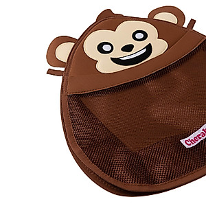 Bath Toy Storage Mary Monkey by Cheraboo| Kids, Toddlers, Baby Bath Organizer | Tub, Bathtub, Bathroom Toy Holder | Quick Dry net, Two Suction Cups | Shower Caddy Mesh Basket (Brown)