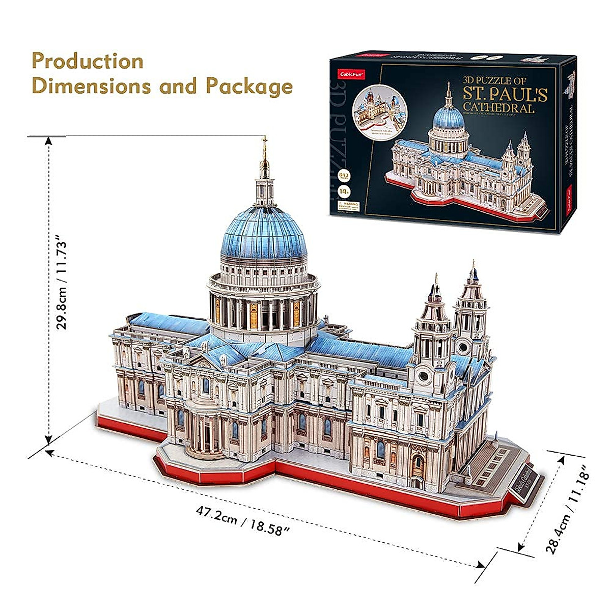 CubicFun 3D Puzzle for Adults Moveable Notre Dame de Paris Church Model Kits Large Challenge French Cathedral Brain Teaser Architecture Building, 293 Pieces Christmas Decorations
