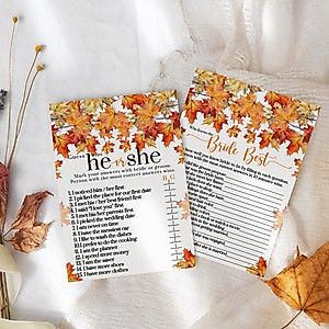 Fall in Love Bridal Shower Games – 25 Pack, He Said She Said & Bride Best, Fun Wedding Reception Activities, Couples Engagement Party, Boho Decor, Double-Sided Cards