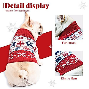UETZLTB Dog Christmas Sweater Soft Warm Fall Winter Turtleneck Knitted Puppy Clothes Cute Reindeer Ugly Xmas Doggy Sweatshirts Vest Pet Clothing for Small Medium Large Dogs Cats Boy Girl(Red,XS)