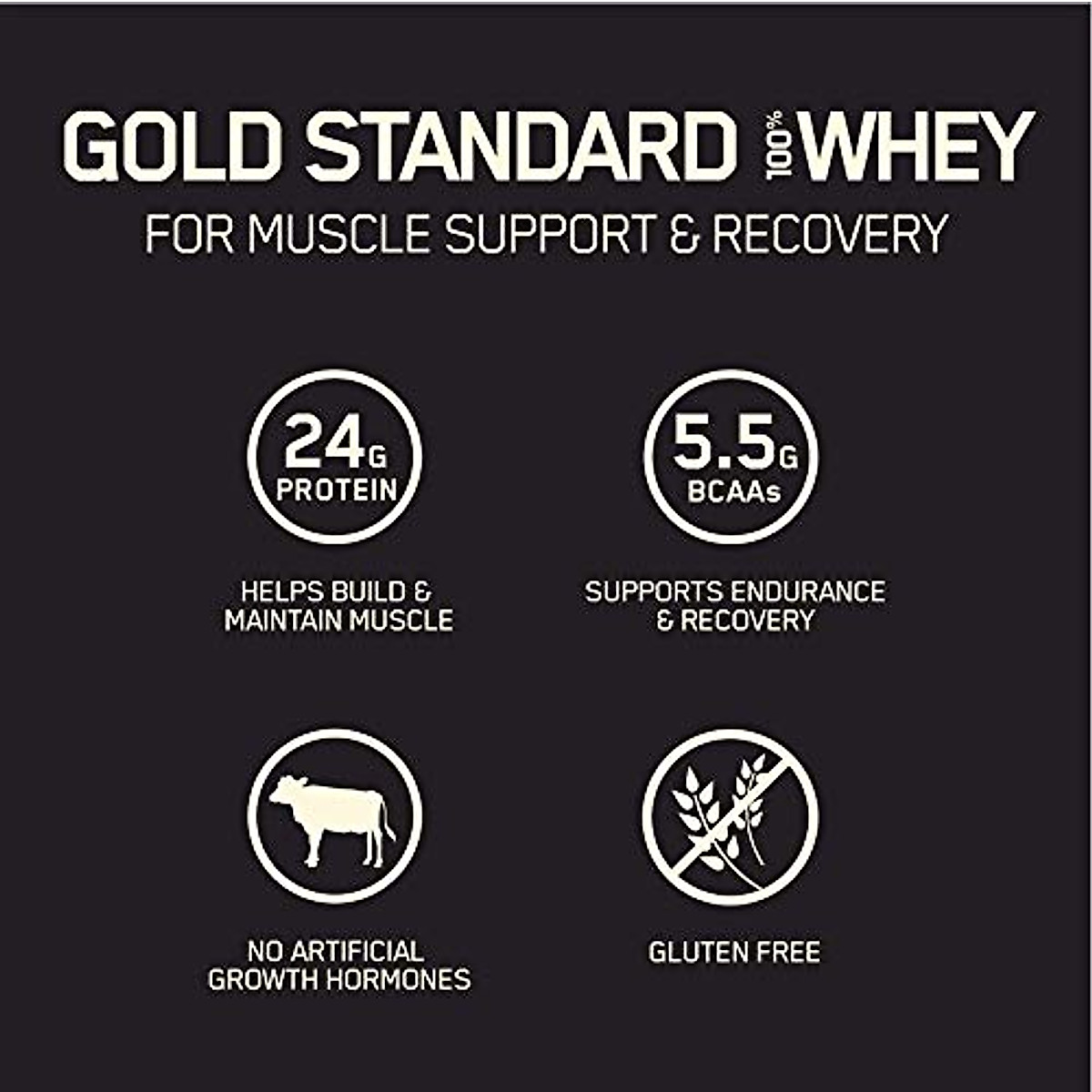 Optimum Nutrition Gold Standard 100% Whey Protein Powder, Vanilla Ice Cream, 2 Pound (Packaging May Vary)