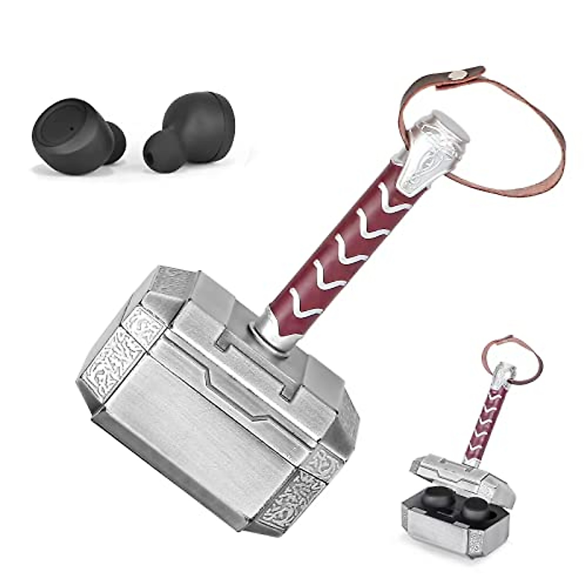 YATLADIS Wireless Earbuds with Thor Hammer Charging Case,5.3 Bluetooth Headphones Stereo Sound Earphones, Marvel Gifts for Men from Daughter