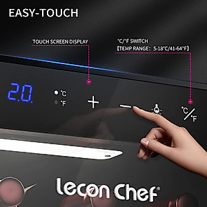 Leconchef 24 Bottle Wine Cooler/Cabinet Beverage Refrigerator,Mini Wine Fridge Beer Soda Clear Glass Door Counter Top Bar Fridge, Quiet Operation Compressor Adjust Temperature Freestanding