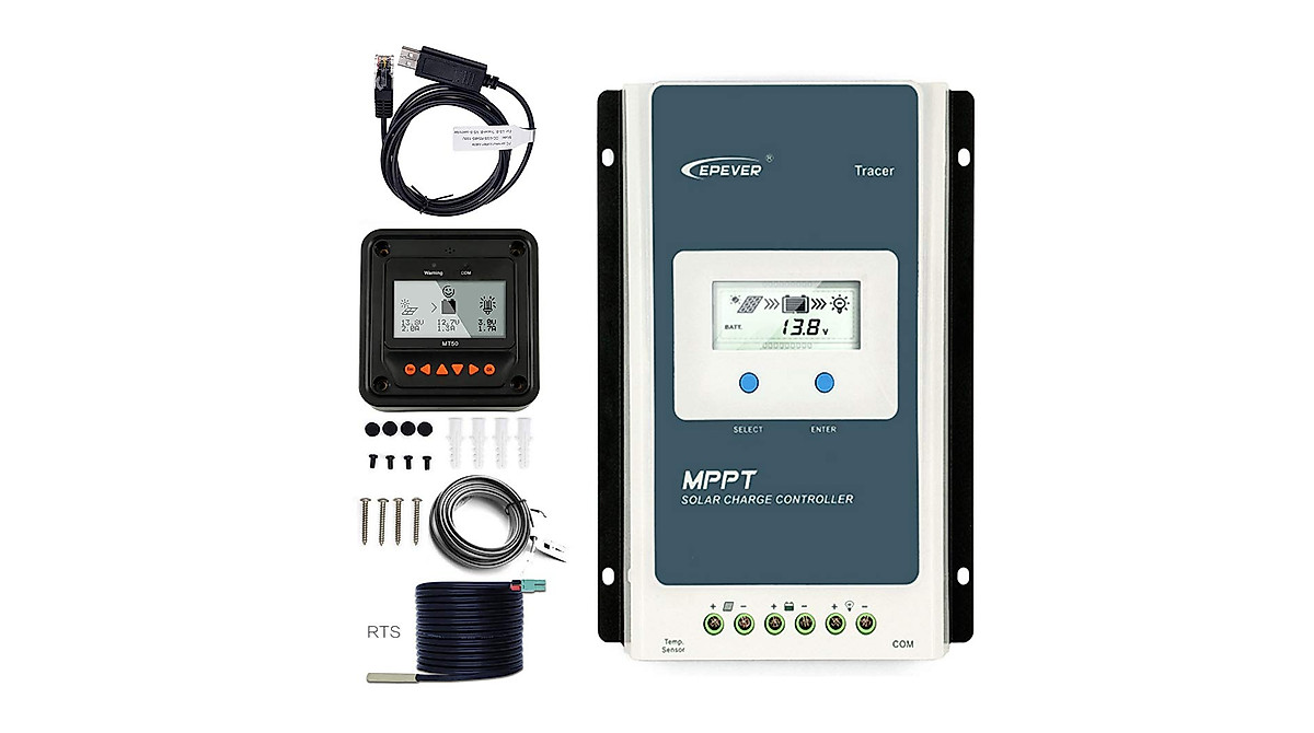 EPEVER 40A MPPT Solar Charge Controller 12V 24V Auto, 40 amp Negative Grounded Solar Charge ...