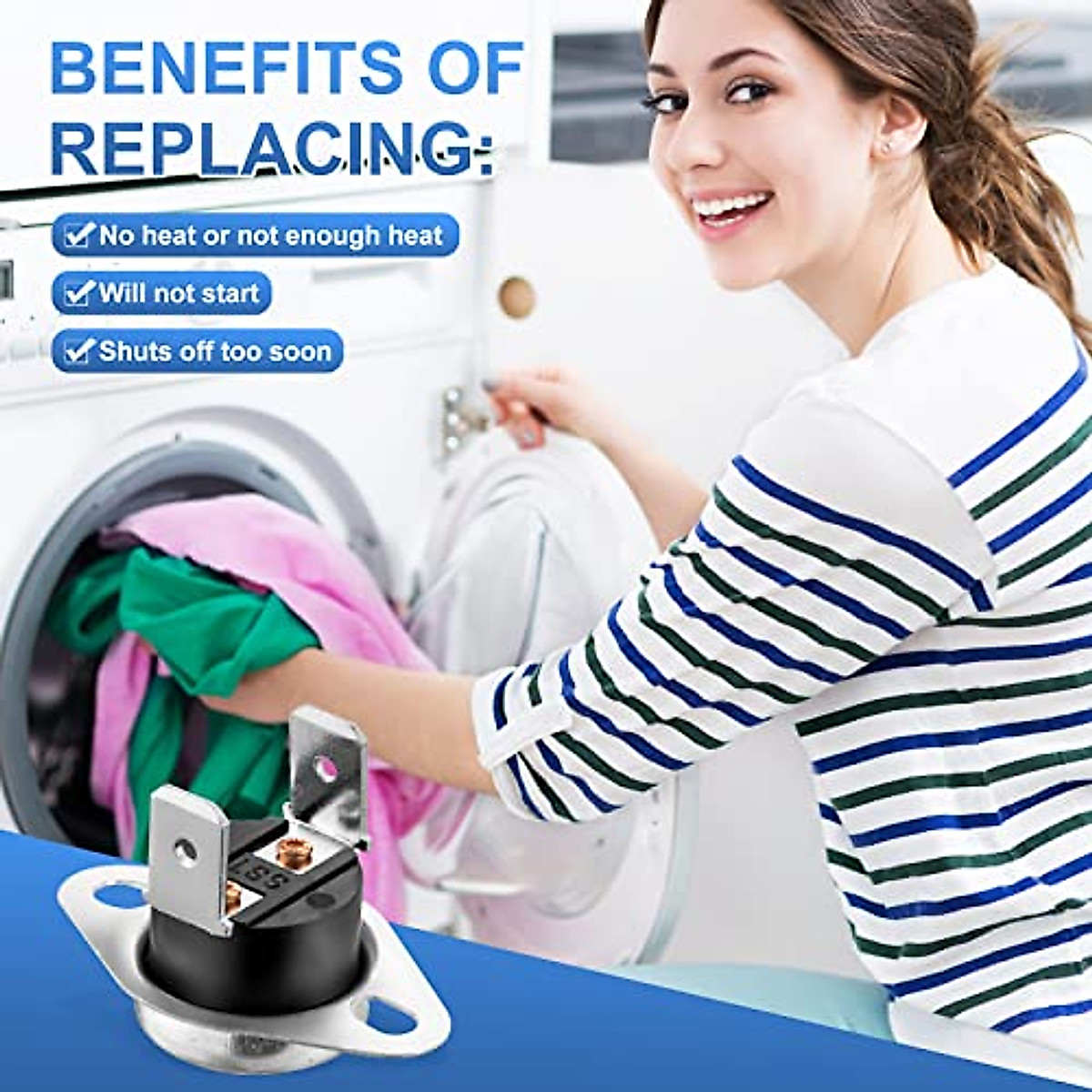 DC47-00016A Dryer Thermal Fuse, Dryer Thermostat Assembly Compatible with Kenmore Samsung Dryer - Replaces AP4201894, 2068545, PS4205213-6 PC
