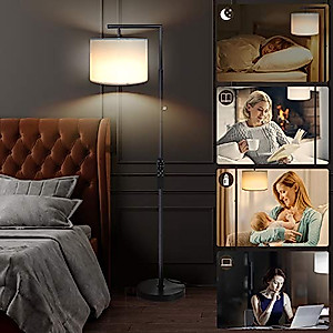 Yang Hong Yu Floor lamp,Stepless Brightness &4 Color Temperature Modern Standing Shade Led Floor Lamp with Remote & Rotary Switch Control Classic Standing Lamp for Living Room and Bedroom (Black)