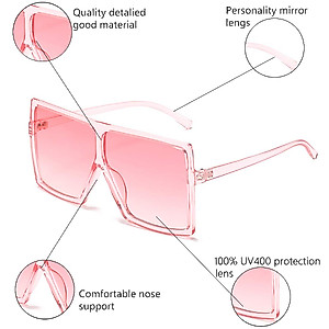 ENSARJOE Square Oversized Sunglasses for Women Men Flat Top Fashion ShadesUV Protection