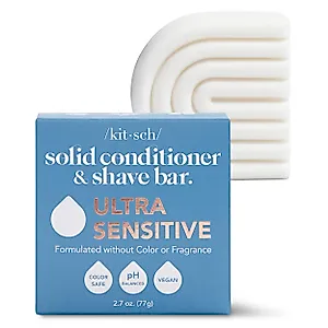 Kitsch 2-in-1 Conditioner & Shave Bar for Sensitive Scalp & Skin, Made in US, Ultra Sensitive Conditioner for Moisturizing & Anti-Irritation of Scalp, 5 Ingredients Only, Scent Free, 2.7oz