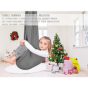 Therapy Sensory Swing for Kids and Adult (Hardware Included) Adjustable Cuddle Bedroom Hammock Has Calming Effect On Child with Special Needs(Gray Size:59"x110")