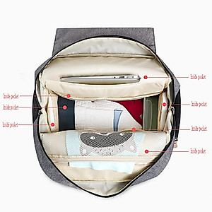 Land diaper bag multi-function waterproof travel backpack nappy bags insulated compartment pockets wipes pocket (navy blue)