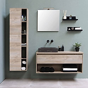 Art Emotion Black Floating Shelves | Set of 5 | Wall Shelf | Wood Bathroom Shelves | Bedroom | Living Room | Kitchen | Office & More (Black)