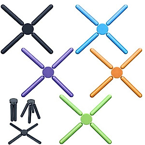 10 Pcs Non Slip Foldable Silicone Trivet Heat Resistant Insulation Pad Expanding Silicone Pot Holder Pad with Collapsible Cross Design Save Much Space, Multicolor