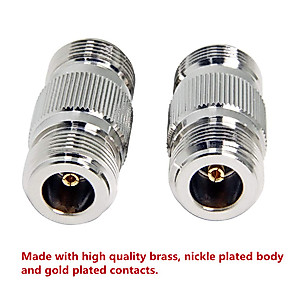 N Female to N Female, 2-Pack N Barrel Coupler Adapter, 50 Ohm Double Female Connector for Wilson Cell Booster, WiFi Antenna, CB Radio, Analyzer