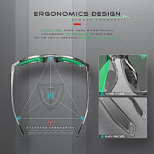 ATTCL Men's Polarized Sunglasses men Casual Sport glasses with UV Protection Hexagonal TR90 frame 2137 C7 Cleargrey+green