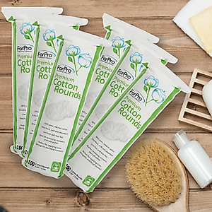 ForPro Professional Collection Premium Cotton Rounds, 100% Cotton, Non-Tearing, Lint-Free, for Cosmetic, Nail, and Personal Use, 2.25", 600-Count (Pack of 6-100 Cotton Rounds)