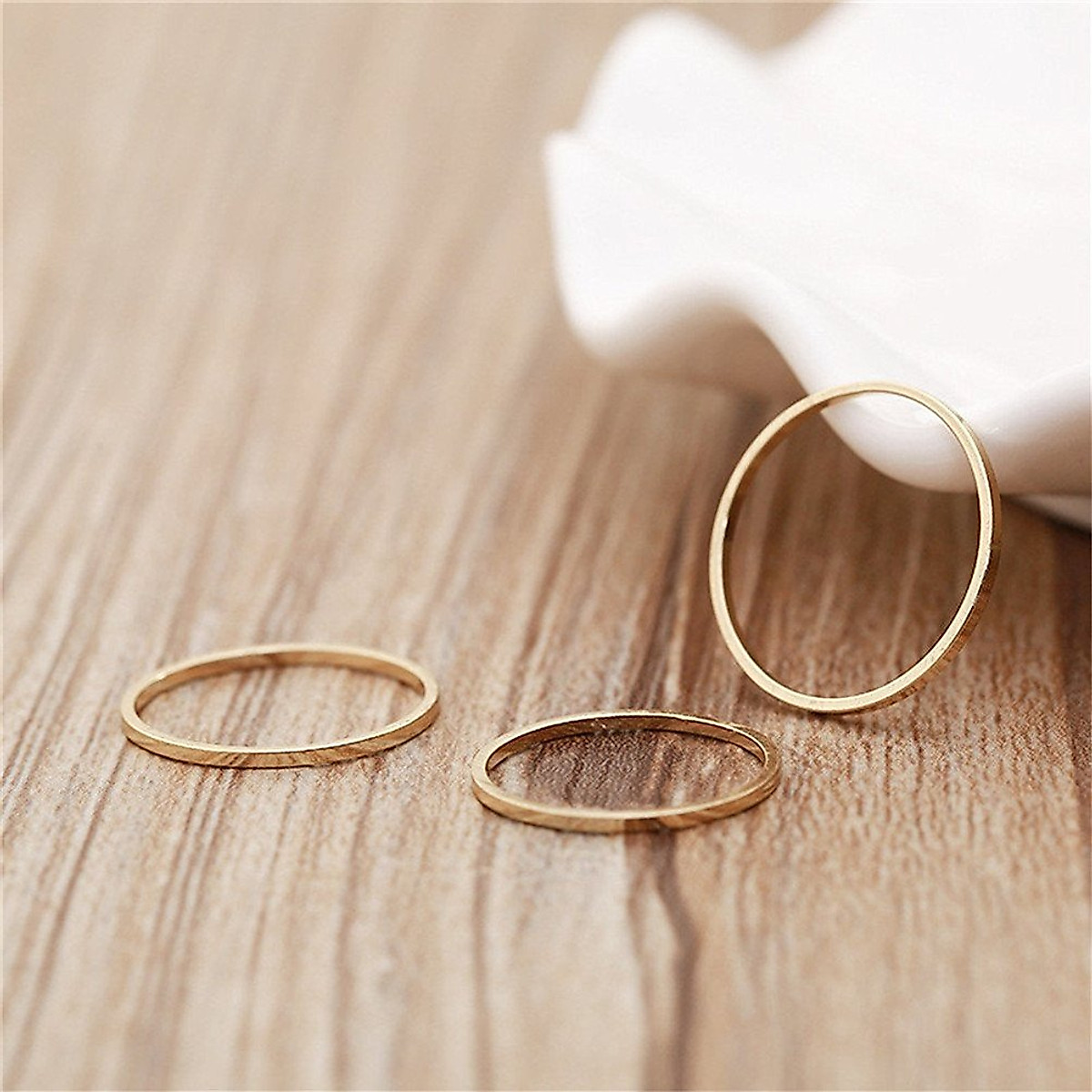IFUAQZ 8pcs 1MM Thin Stainless Steel Knuckle Midi Stacking Rings for Women Plain Band Comfort Fit Gold, Size 3 to 10