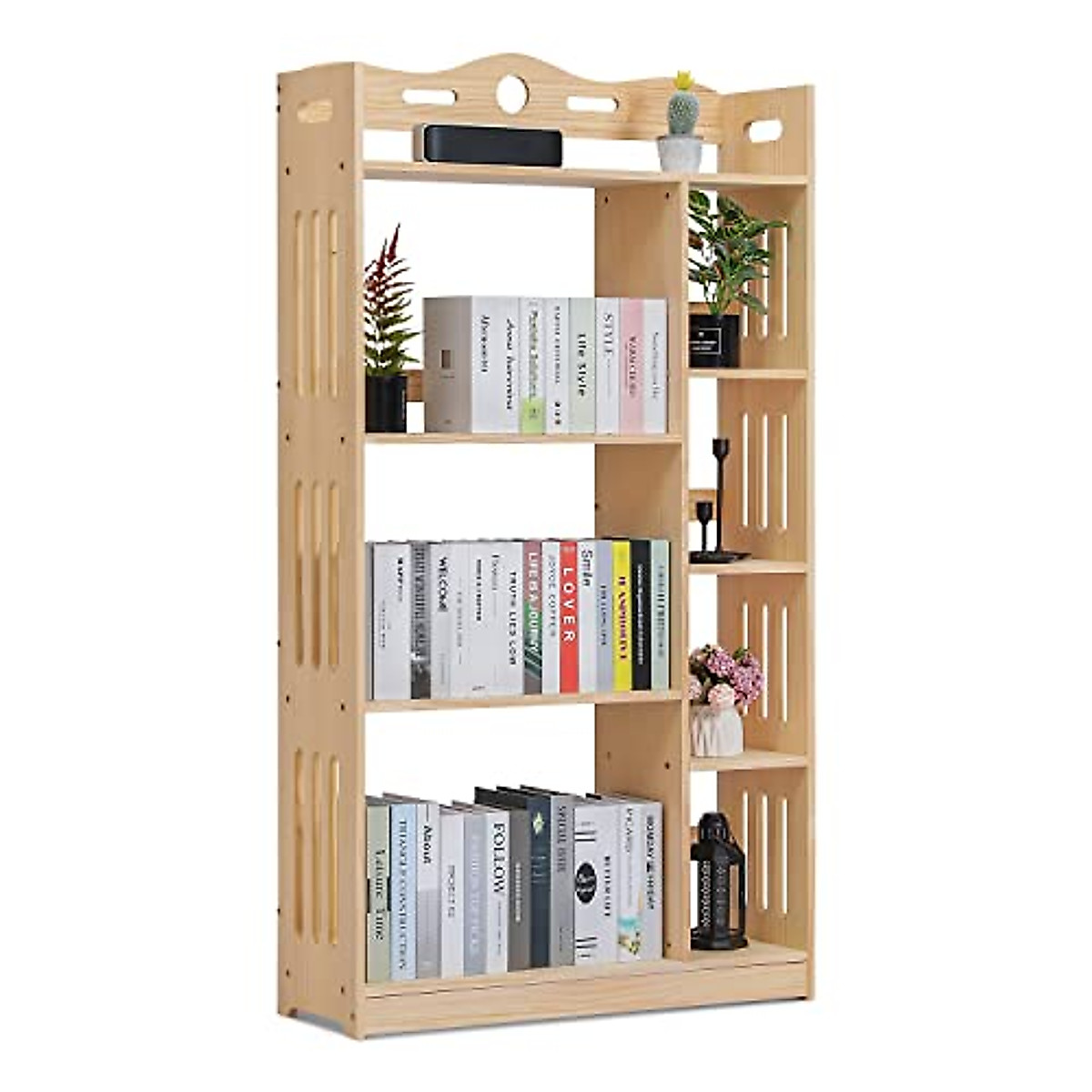 MoNiBloom Large Heavy Duty Wood Modern Bookshelf for Small Space 5 Tier Storage Display Stand Rack Heavy Duty for Kids Teen Room Living Room, Natural