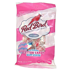 Red Bird Soft Cotton Candy Puffs 4 oz peg bag