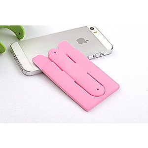 Kinteshun Card Holder with Cell Phone Stand,Stick-on Silicon Rubber Smartphone Sleeve Support Wallet(6pcs)