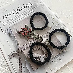 MAXFEEL 100% Pure Muberry Silk Hair Scrunchie Small Silk Scrunchy Skinny Hair Ties scrunchie holder for Breakage Prevention Black 3 Pack