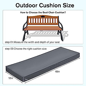 HAVARGO Outdoor Bench Cushions, Outdoor Swing Cushions 48X18 1500H Fade-Resistant Waterproof Outdoor Cushions for Patio Furniture Porch Swing Cushions Loveseat Cushions Dark Gray 1Pc