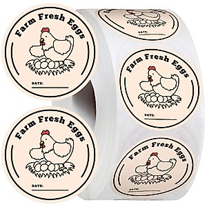 Fuutreo 1000 Pcs Farm Fresh Eggs Carton Labels 1.5 Inch Round Self Adhesive Eggs Stickers for Chicken Quail Duck(Farm Fresh Eggs)