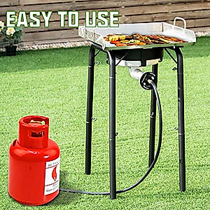 Roastove High Pressure Propane Cast-Iron Replacement Round Burner Head, Propane Burner Head with Brass Fitting Orifice