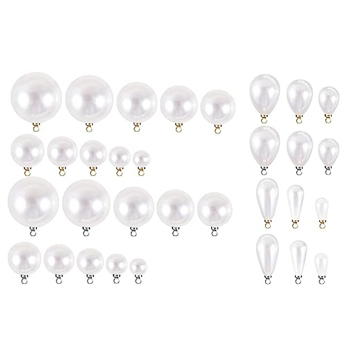 EXCEART Faux Pearl Charms Pendants 60Pcs DIY Elegant Imitation Peal Charms Beads for Earrings Bracelets Bangle Necklace Phone Case Hair Clip Craft Jewelry Making