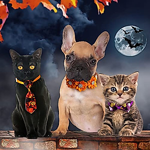 40 Pcs Halloween Dog Bow Ties Set 26 Halloween Pet Bowties 10 Ghost Pumpkin Pet Necktie 4 Dog Bandana Halloween Dog Grooming Accessories for Dog Cat Pet Decor (Ghost Style)