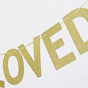 10 Years Loved Gold Glitter Banner for 10th Birthday/Wedding Anniversary Party Sign Photo Props