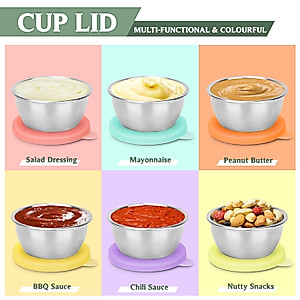 Milifox 6 Pack 1.7oz Stainless Steel Salad Dressing Containers To Go Stainless Steel Condiment Sauce Cups Container Small Reusable Dipping Cup with Leakproof Silicone Lids