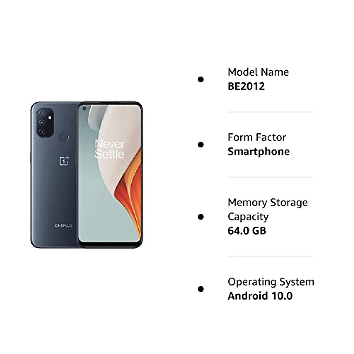 OnePlus Nord N100 LTE 4GB(RAM)+64GB 90Hz Display (T-Mobile/Sprint Unlocked) BE2012 Long Lasting Battery Smartphone - Midnight Frost (Renewed)