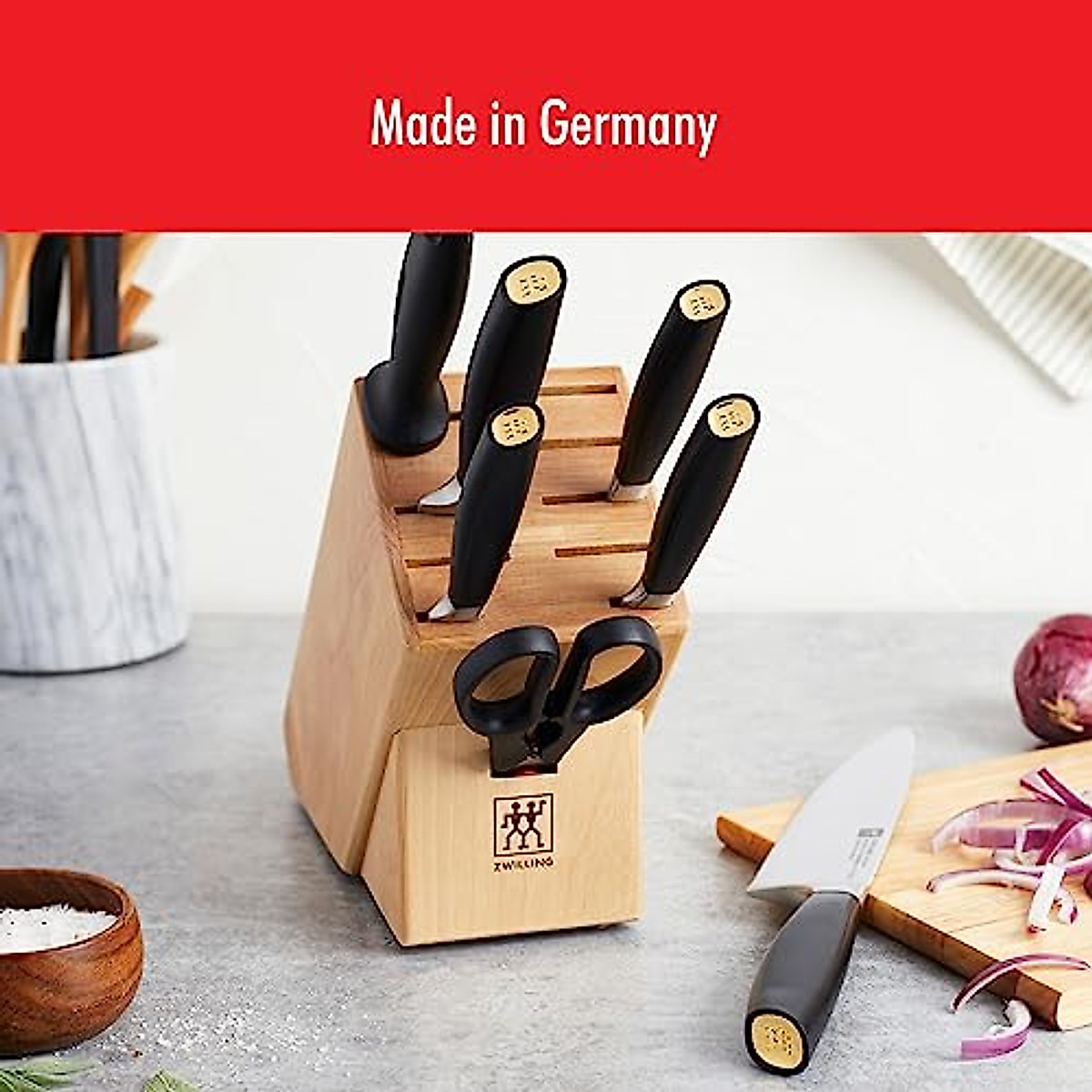 Zwilling All Star 8-inch Bread Knife, Cake Knife Razor-Sharp German Knife, Made in Company-Owned German Factory with Special Formula Steel perfected for almost 300 Years, Gold Polished End Cap