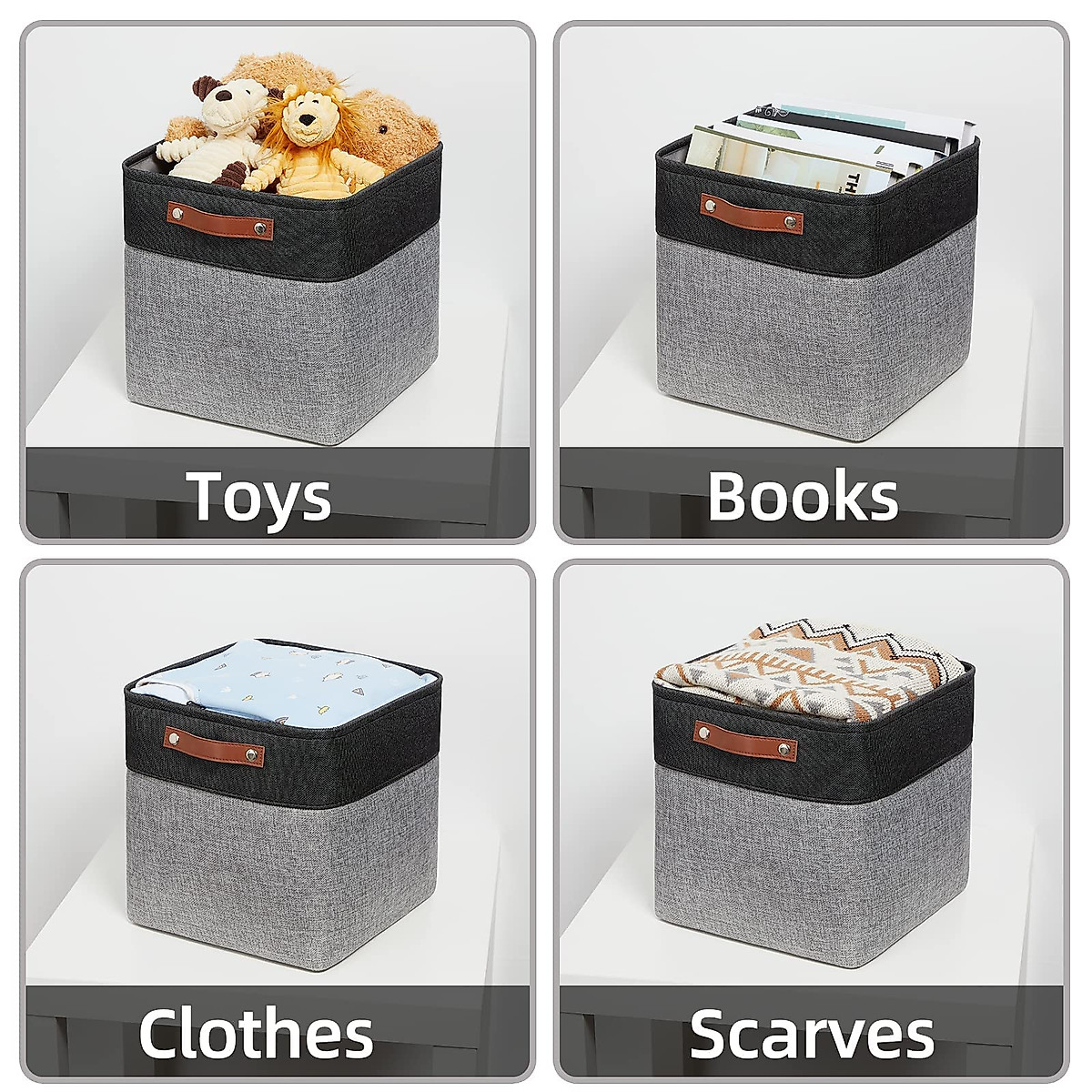 HNZIGE Small Fabric Storage Baskets for Home Organizing