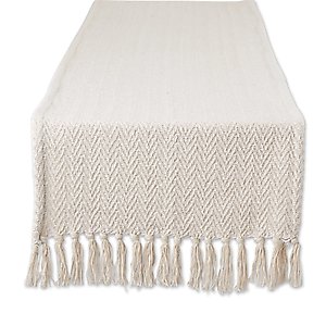 DII Woven Basic Tabletop Collection Chevron Table Runner, 15x72, Off-White