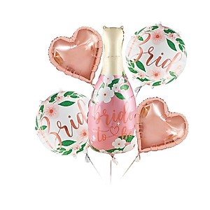 Flora Bride to Be Balloos, 38 inch Champagne Bottle Foil Balloons for Bachelorette Party Decorations,Balloons for Wedding Bridal Shower Party Decor, 5pcs