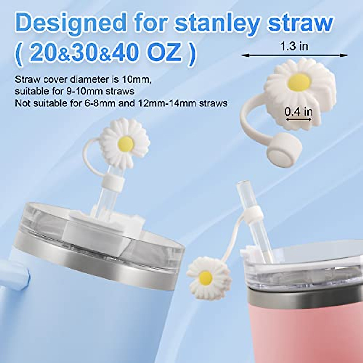 MLKSI 4 Pack Straws cover for Stanley 40 oz Adventure Tumbler, Straw Cover for Stanley Cup Accessories, 4 Pcs Straws Cap for Stanley 40 oz 30oz Tumbler with Handle