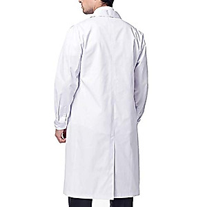 Baokai White Lab Coat, Medical Coat for Men, Unisex Long Sleeve Cotton Doctor's Costume for Adult (S-XXL)