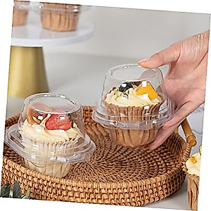 HEMOTON 100pcs Cupcake Packing Boxes Cake Packing Box Disposable Containers Mini Cake Boxes Mini Plastic Containers Dessert Holder Cups Cupcake Packaging Boxes Individual Cupcake Holder
