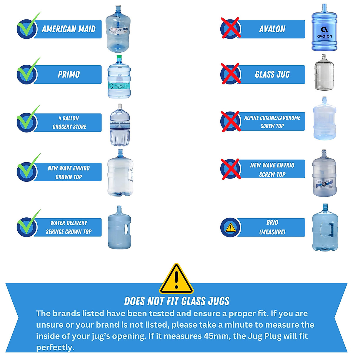 Jug Plug The Original 5 Gallon Water Jug Cap Reusable - No Spill Silicone 3 & 5 Gallon Water Jug Lid Fits 55mm Bottles with a 45mm Opening - Leak-Proof 5 Gal Water Jug Cap Replacement Cover - 3 Pack