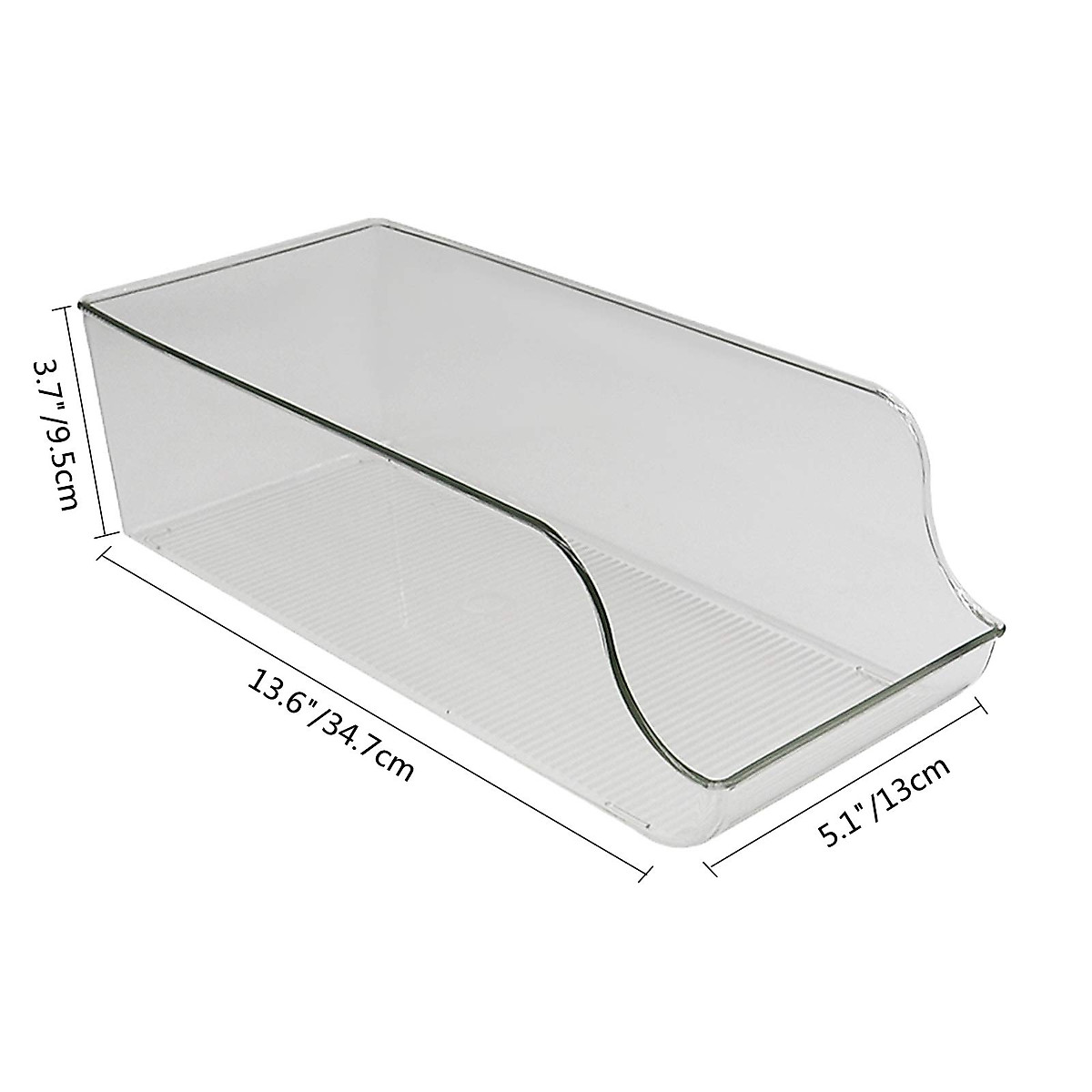 2 Pcs Clear Long Plastic Soda Can Dispenser Storage Organizer Container Bin for Refrigerator,Countertop,Cabinets,Pantry,Hold Up To 9 Standard Size (11oz) Cans