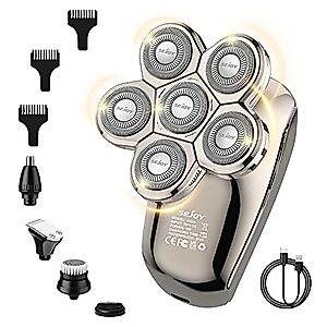 Electric Razor for Bald Men, Head Shavers for Men 5-in-1 Multifunctional 6D Electric Head Shaver Waterproof Recharageable Rotary Shaver Grooming Kit Mens Electric Shaver