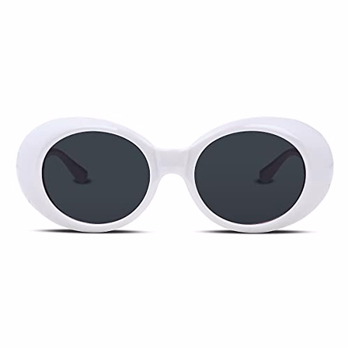 FEISEDY Sunglasses White Oval Clout Goggles for Women Men Retro Round Trendy Rimmed Clueless Costume Frame B2253