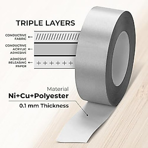 MWRF Source Conductive Cloth Fabric Adhesive Faraday Tape (2.0-inch x 65ft); EMI Grounding; RFID Signal Attenuation; Radio Frequency Signal Attenuation; Guitar Interference Shielding