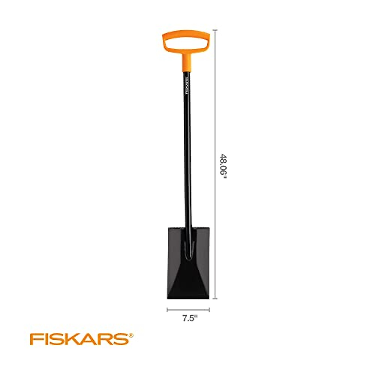 Fiskars Steel D-Handle Flat Square Garden Spade, Gardening Tools for Edging, Digging, Weed Removal, Heavy Duty, 46 Inch, Black/Orange
