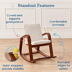 ECR4Kids Bentwood Rocking Chair with Cushion, Kids Furniture, Dark Walnut